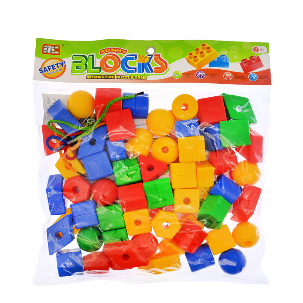 Funny Blocks fűzős golyók zsinórral, nagy csomag - JÁTÉK MOS